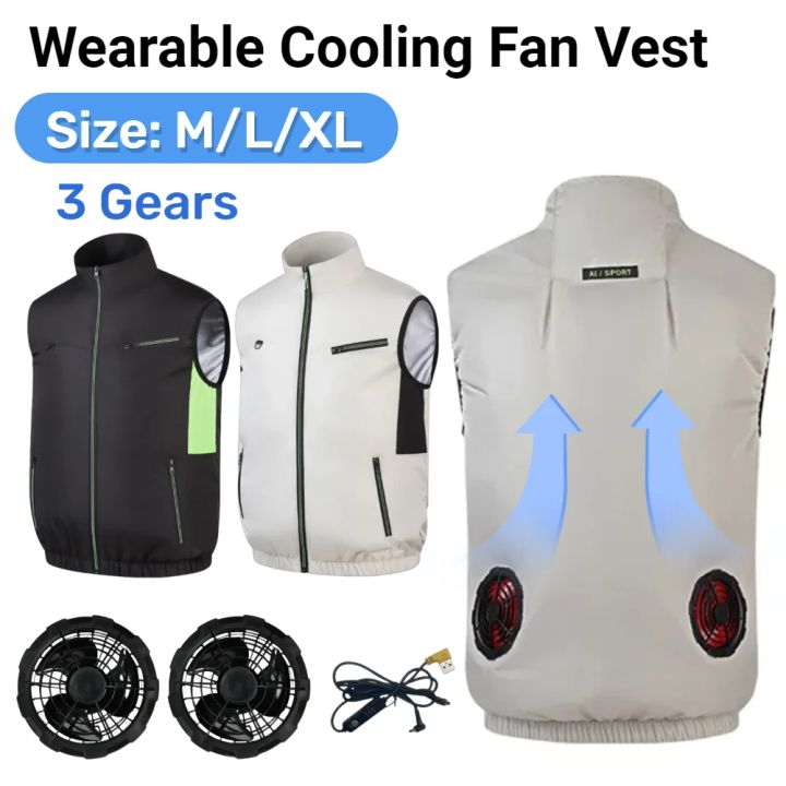 2024 Cooling Vest Ice Fan Vest Heat Resistant Sleeveless Workwear ...