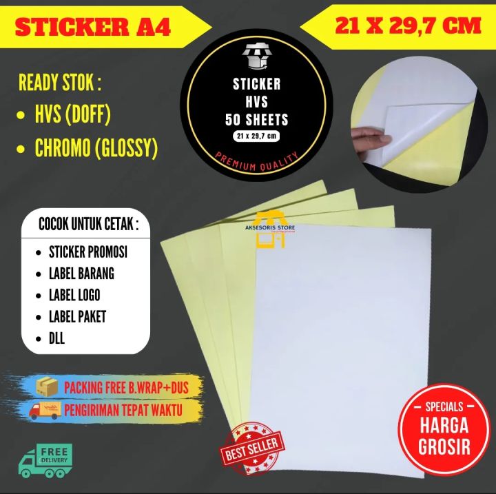 STIKER LABEL A4 ISI 50 LEMBAR / KERTAS STICKER UKURAN A4 | Lazada Indonesia