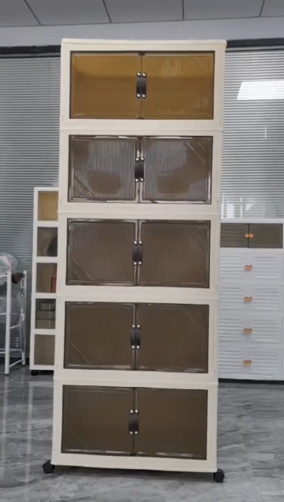 L73cm Multifunction Moveable Stackable Folding 2 Doors Wardrobe Storage ...