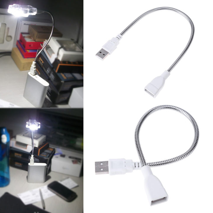 USB Male to Female Extension LED Light Adapter Cable Metal Flexible ...