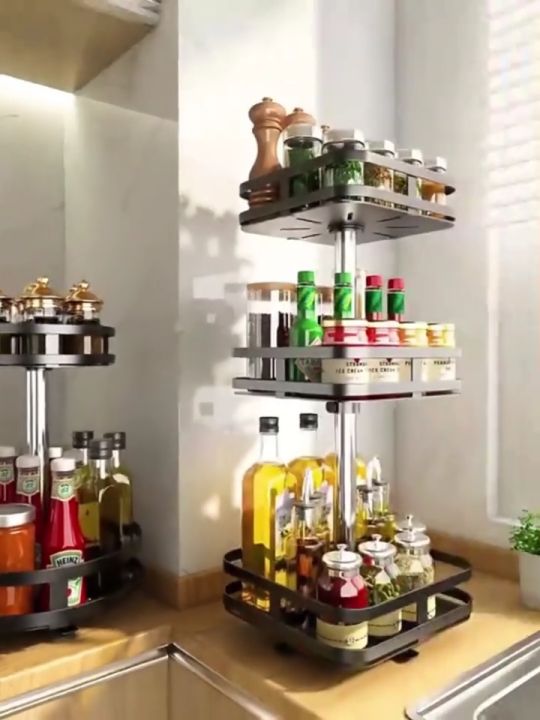 Spice Rack Organizer Kitchen Rotating Set Stainless Storage Container ...