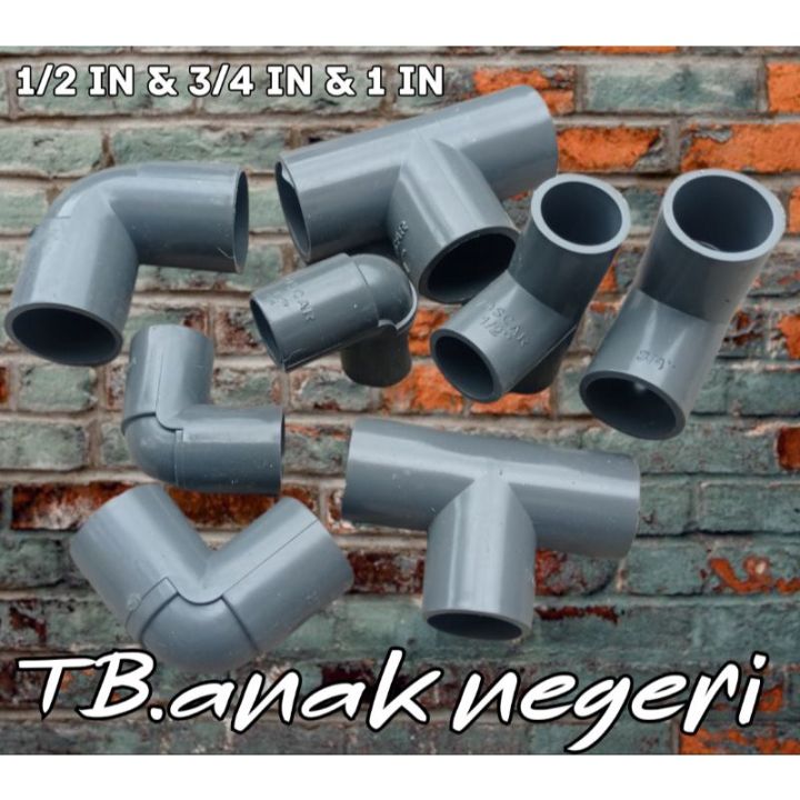 keni tee knie T 1/2 inch 3/4 inch 1 inch pipa pvc paralon air | Lazada ...