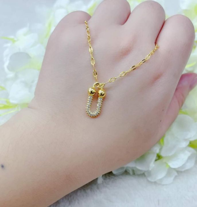 18k sd gold necklace dancing chain lifetime use | Lazada PH
