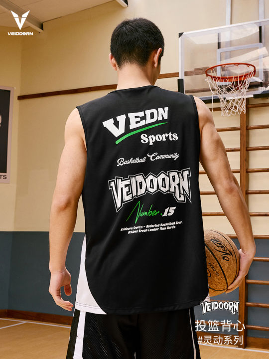 VEIDOORN เสื้อยืดบาสเก็ตบอลแขนกุดระบายอากาศสําหรับวัยรุ่น Crewneck เส้น ...