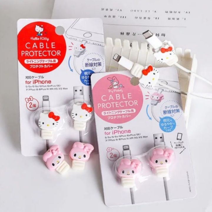Kawaii Sanrio Bite Cable Protector My Melody Cinnamoroll Hello Kitty Cartoon Usb Cable Protector ...