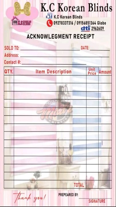 Customized Acknowledgement Receipt | Lazada PH