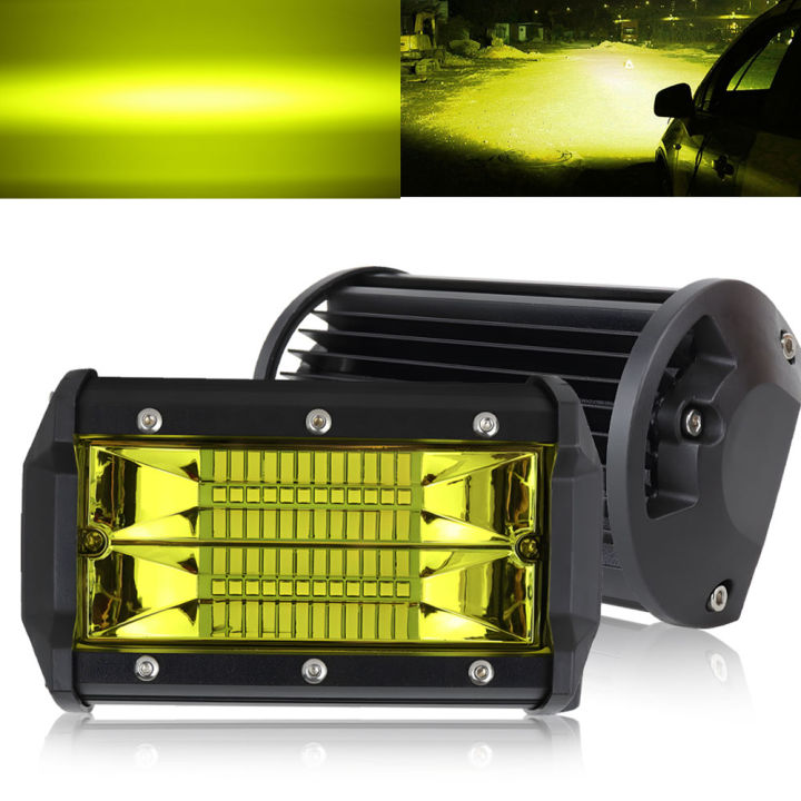 5 inch yellow led light bar fog lamp 72W spotlight 4x4 for off road ...