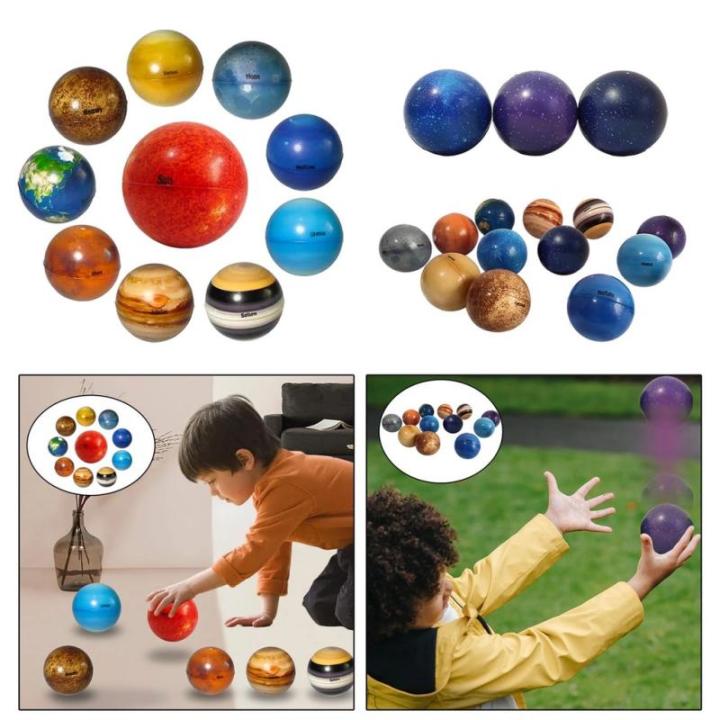 10Pcs Bouncy Ball Eight Planets Universe Planet Model Sun Star Sponge ...