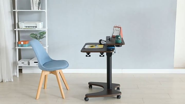 Sit Stand Study Desk with Wheels, Adjustable Height and Monitor Shelf ...