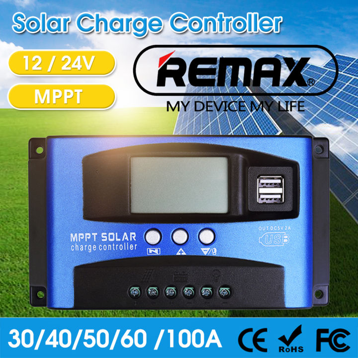 Remax MPPT Solar Charge Controller Dual USB LCD Display 12V 24V Cell Panel Charger Regulator 30 ...