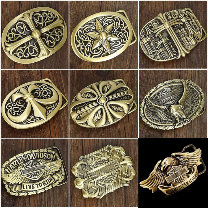 Pure Copper Belt Buckle Head Men's Vintage Cross Solid Copper Smooth ...