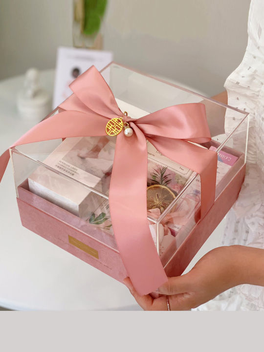 Acrylic Transparent Gift Box Bridal Shower Favor Packaging Teacher's ...