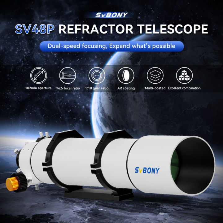 SVBONY SV48P 102mm f/6.5 Refractor Telescope 2.5inch RAP Double Speed ...