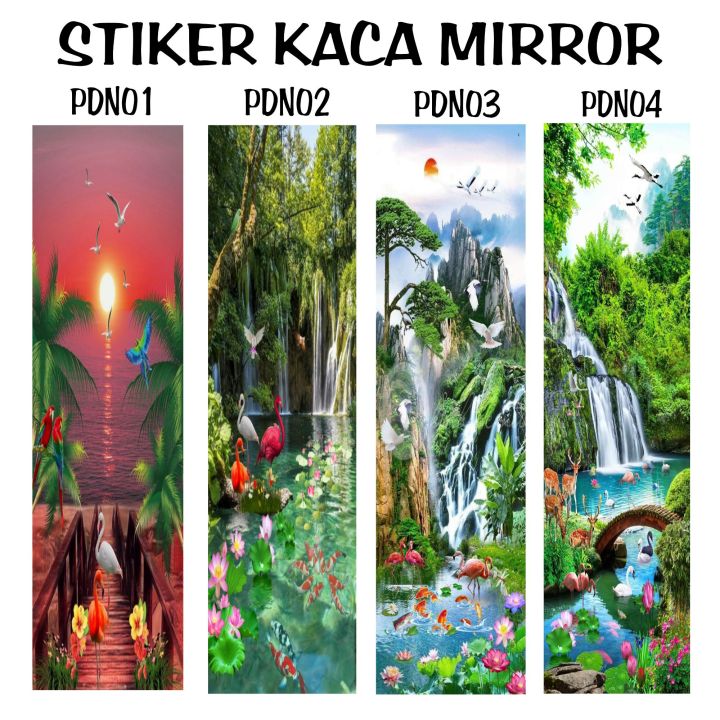 Stiker kaca tempel pada kaca bening atau kaca hitam motif pemandangan ...