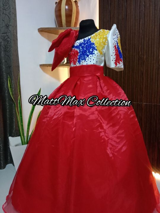 (NEW) filipiniana gown for kids/ Philippine Flag inspired | Lazada PH