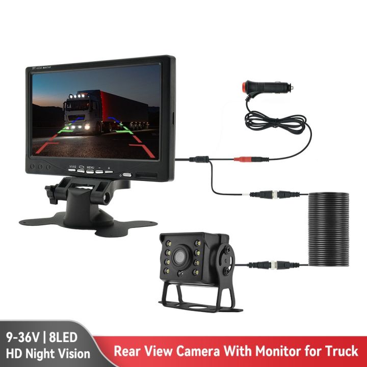 Vehicle IR Backup Reverse Camera 4-pin Connector Car 7" LCD Color Rear ...