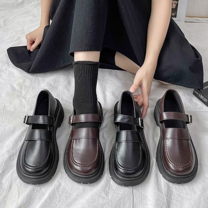 Size 35-40 Women's Japanese Round Toe Leather Shoes Jk Uniform Sandals Thick Soled Mary Jane ...