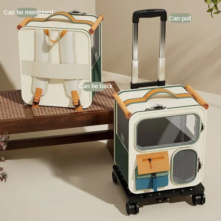 Cat Carrier Cat Backpack with Universal Wheels Soft-Sided Pet Travel ...