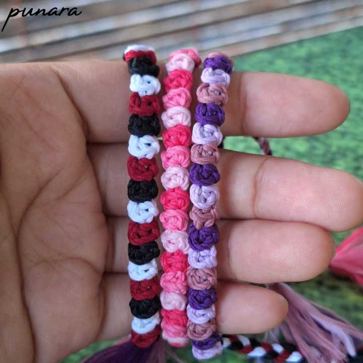 PUNARA Gelang Tali Bunga Mawar Serut Macrame Flower Friendship ...