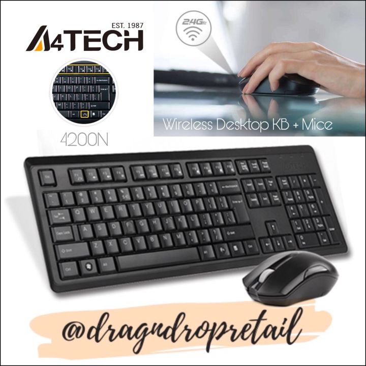 A4TECH 4200N Wireless Desktop Keyboard & Mouse Combo KB + Mice (GR-92 ... A4TECH 4200N Wireless Desktop Keyboard & Mouse Combo KB + Mice (GR-92 ...