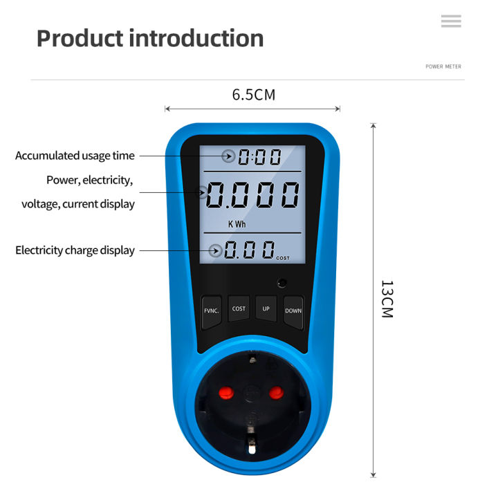Kỹ thuật số hiện tại Meter AC 230V Power Meter vôn kế thời gian watt ...