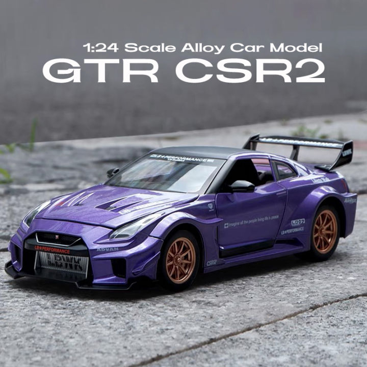 1:24 Scale Nissan GTR CSR2 Alloy Car Model Diecast Car Sound Light Car ...