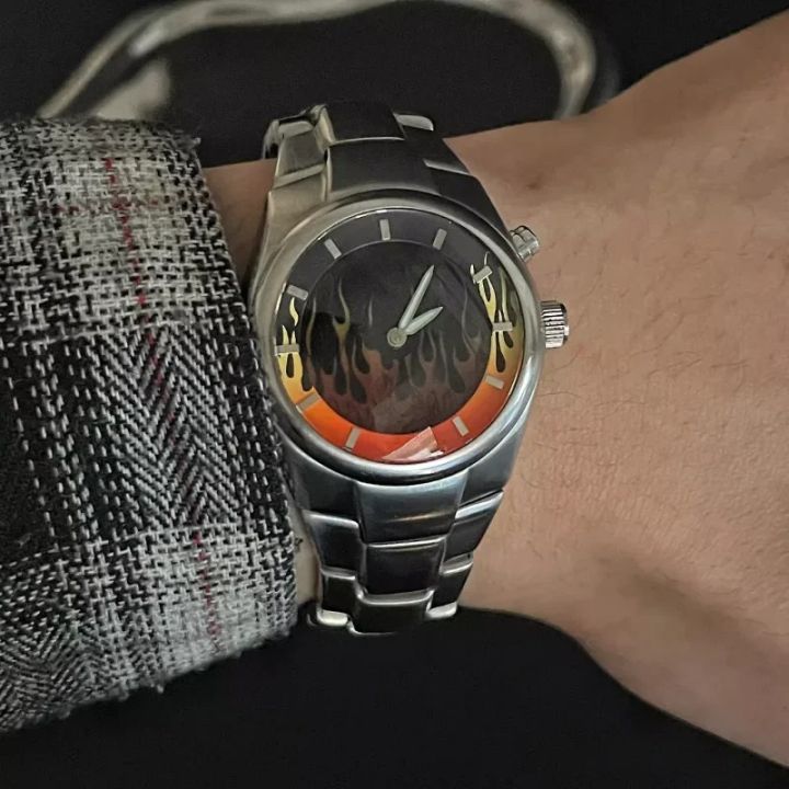 For Fossil Original Watch Red Flame Sapphire Digital Display Dial Steel ...
