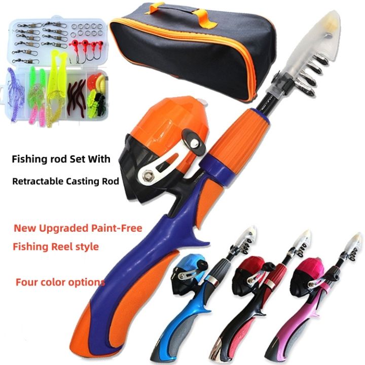 Portable Telescopic Fishing Rod set with Casting Rod 1.3M 4 Colors ...