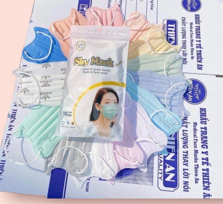 Sky mask แมสผู้ใหญ่ แมสสีพลาสเทล หน้ากากอนามัย 1ห่อ10ชิ้น | Lazada.co.th