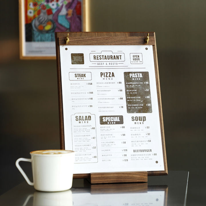 Menu Holder Walnut Plywood Solid Wood Exhibition Board Coffee a Price ...