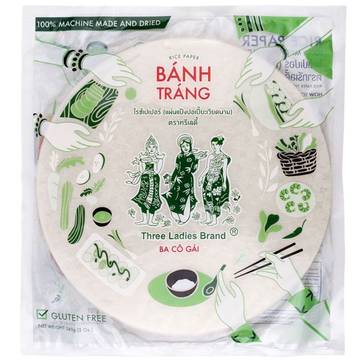 Three Ladies Rice Paper ทรีเลดี้ใบเมี่ยงญวนกลม 340กรัม | Lazada.co.th