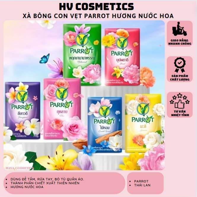 LỐC 6 CỤC XÀ BÔNG CON VẸT THÁI LAN PARROT Hương Nước Hoa ( Bản Mới ) Chiết Xuất Thiên Nhiên Tươi ...