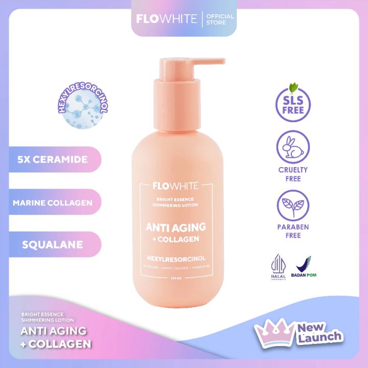 FLOWHITE BRIGHTENING ESSENSE SHIMERING LOTION ANTI AGING + COLLAGEN ...