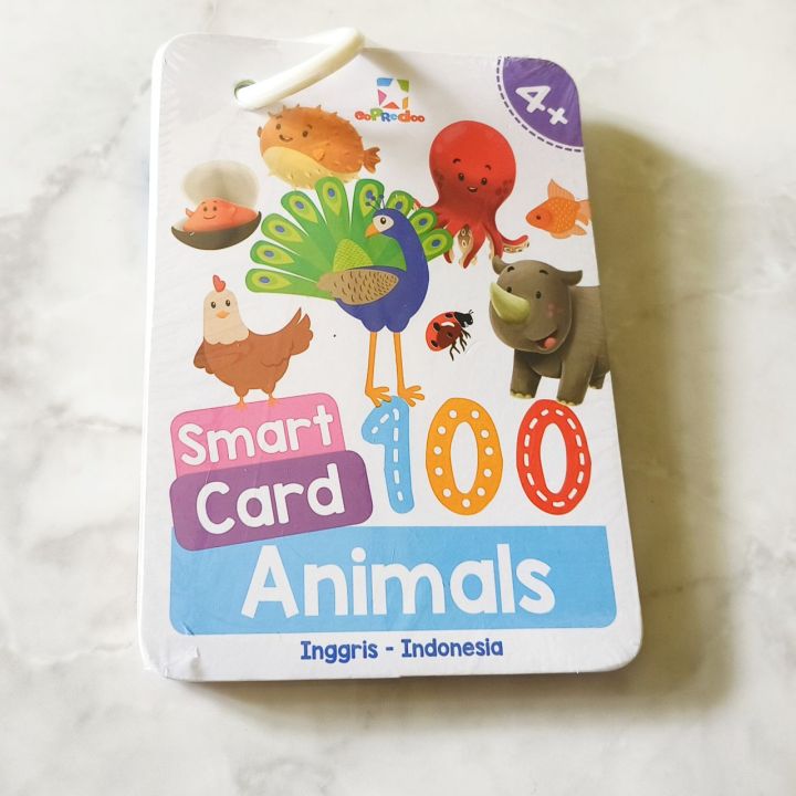 Smart Card Flashcard Flash Card 100 Animals Hewan Binatang Bilingual ...