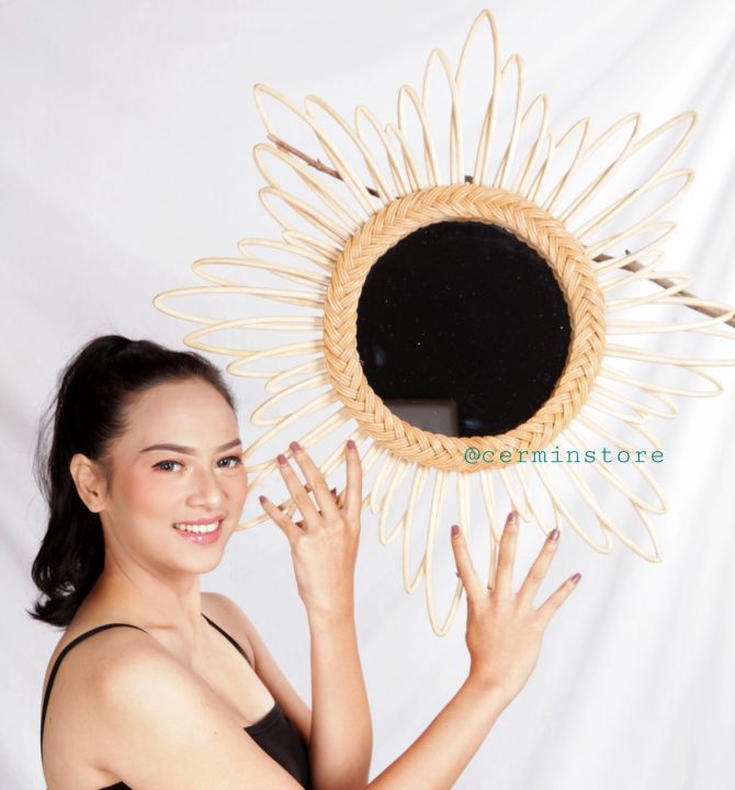 CERMIN ROTAN ASLI KLASIK ESTETIK HIASAN DINDING | Lazada Indonesia