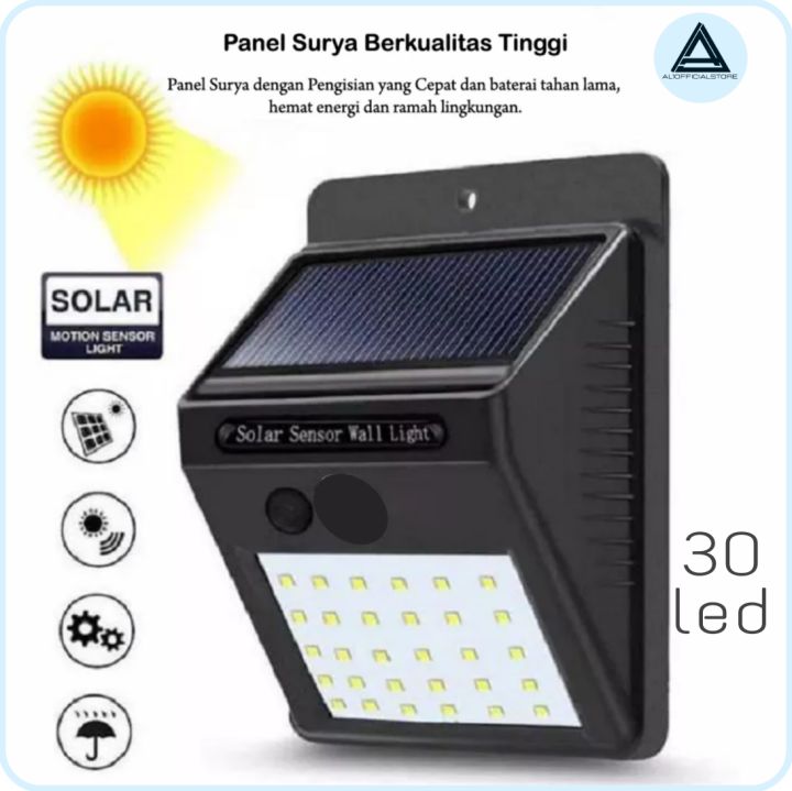 LAMPU DINDING SOLAR 30 LED WATERPROOF TENAGA SURYA TEMBOK OUTDOOR MURAH ...