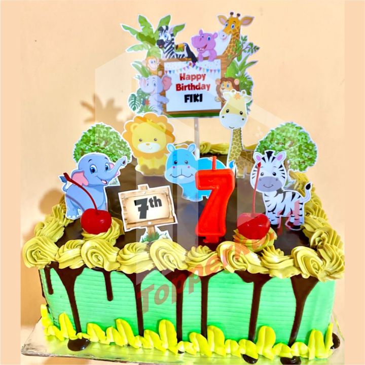 Hiasan Kue Ulang Tahun Tema Zoo Murah/Topper Cake Zoo Termurah || 01 ...