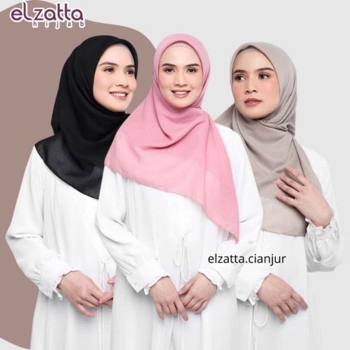 JILBAB ELZATTA HIJAB SEGI EMPAT POLOS TERBARU ELZATTA KEISHA SHAMORA BAHAN KATUN TERBARU ...