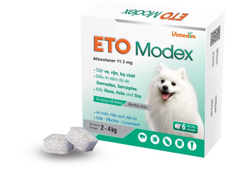 Vemedim ETO MODEX loại bỏ ve rận bọ chét, Demodex, Sarcoptes trên chó ...