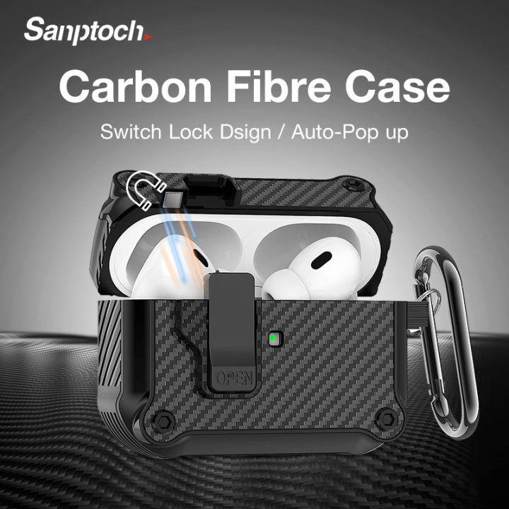 Sanptoch Carbon Fiber Lock Clip Airpods Case For Airpods 4 / Pro 2 ...