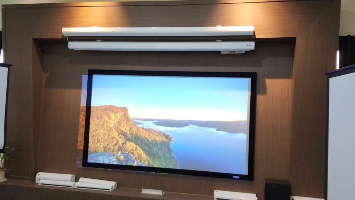 Projector Screen BIGSHINE Ceiling/Wall Mounted Integrated Motorised ...