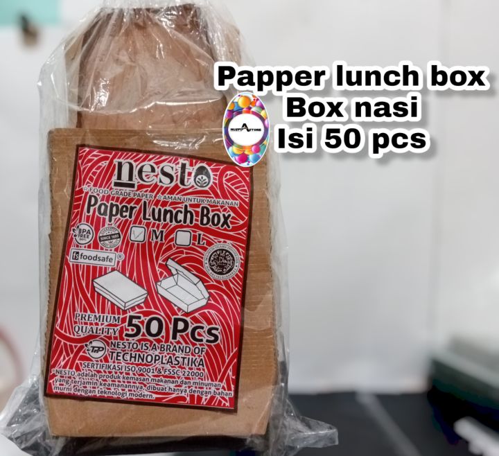 PAPER LUNCH BOX ISI 50PCS/ BOX KERTAS / BOX MAKANAN / BOX MIE / BOX ...