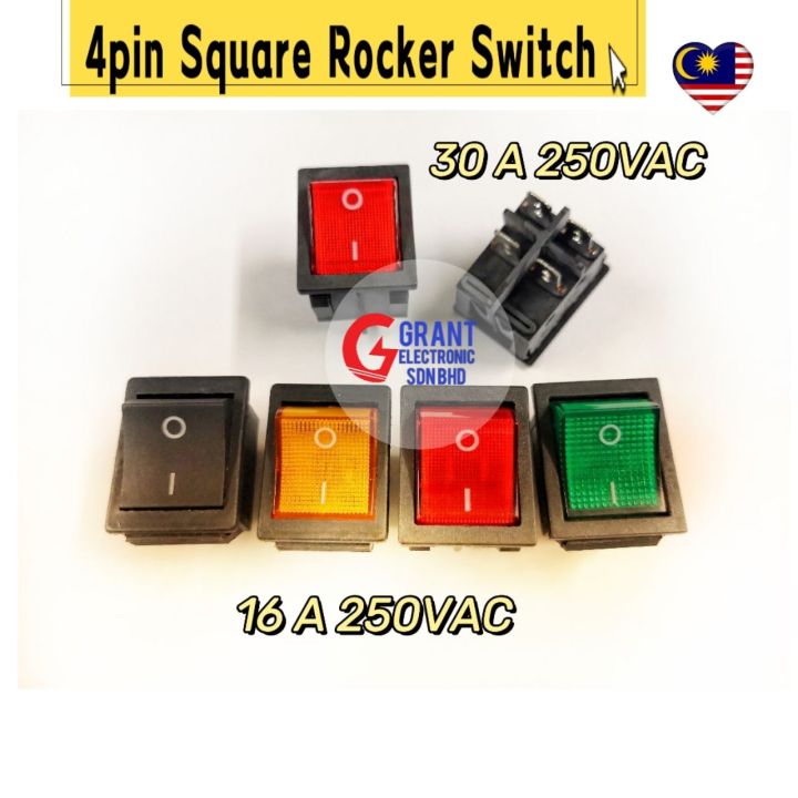 16A 30A 250VAC 4 Pin Rocker Switch KCD4 Double Port Switch KCD 4Pin ...