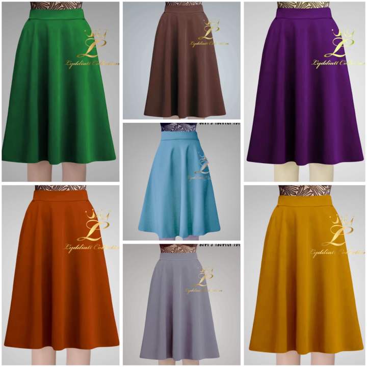 มีรอบเอว 22-60 นิ้ว กระโปรงทรงสวิงทรงพอดีเข่า | Lazada.co.th