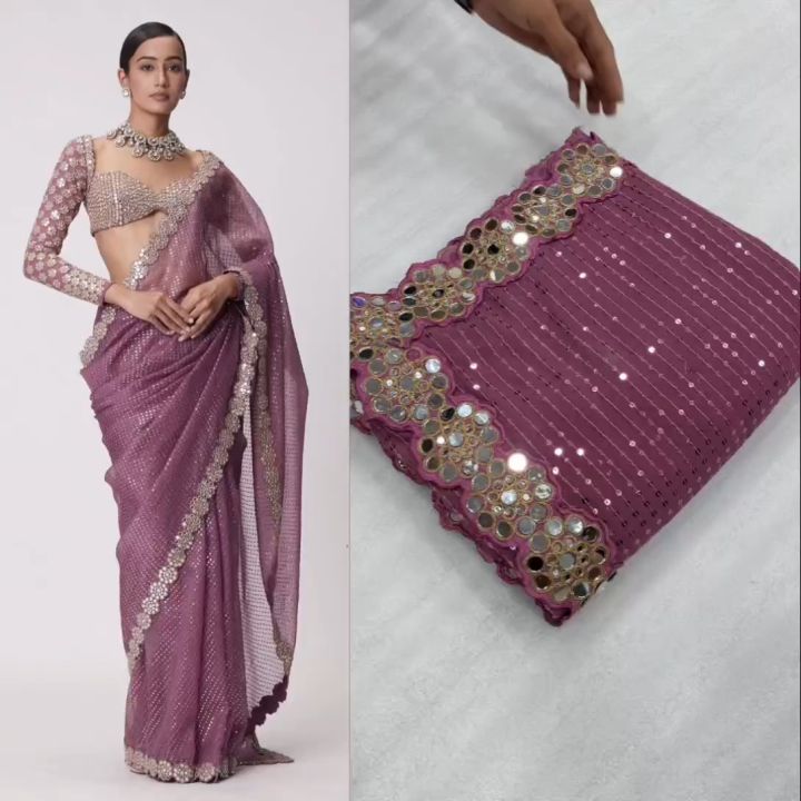 [PRE-ORDER 15 DAYS] Heavy Coading Lace Border in Saree with Original ...