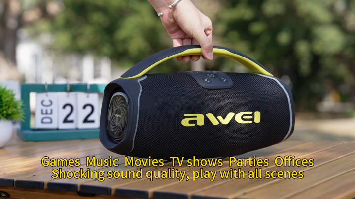 Awei KA16 Double Horn Portable Bluetooth Speaker RGB Light Outdoor Speaker with 6000mAh High ...