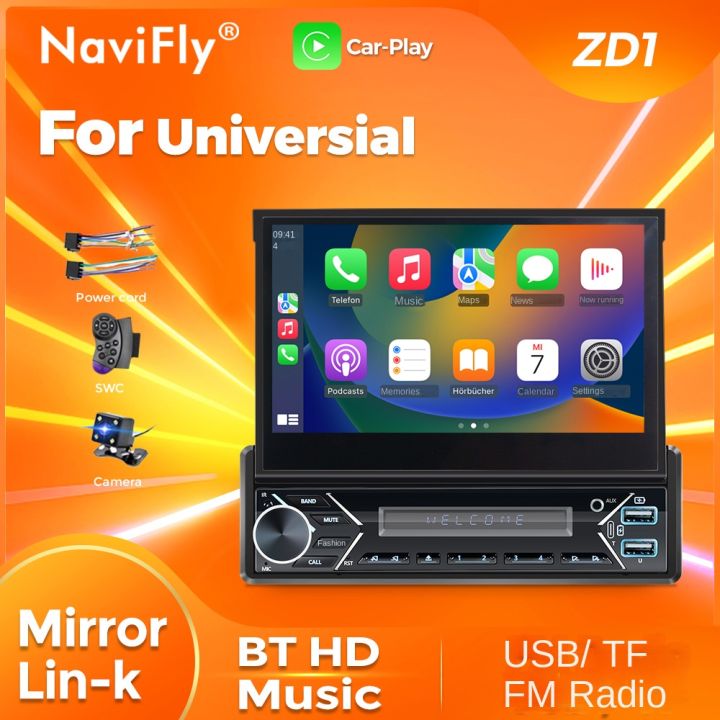 NaviFly 1 Din 7" Retractable Screen Carplay Android Auto Universal ...