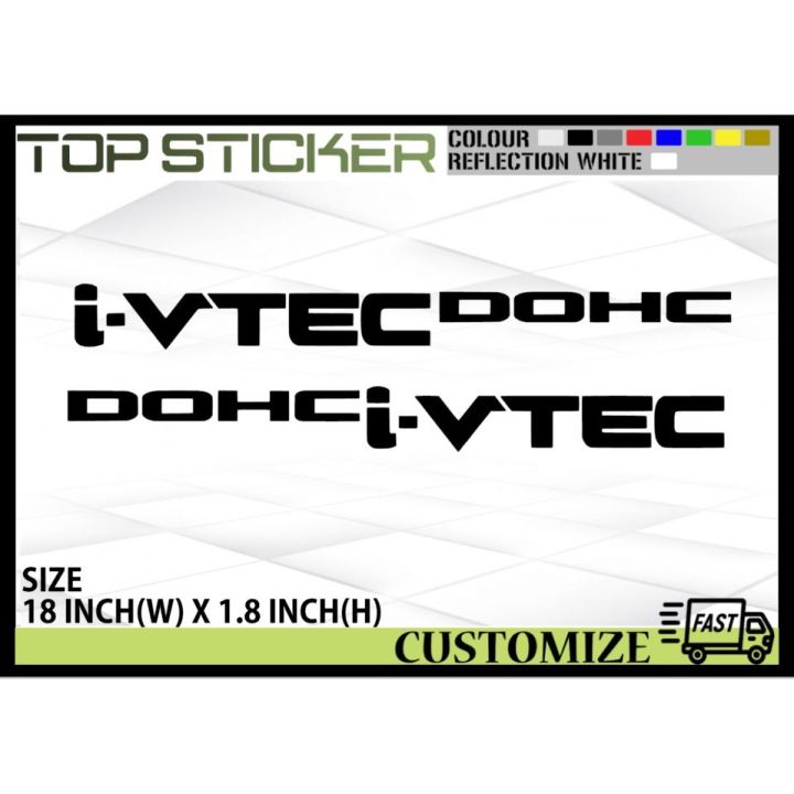 2 PCS LEFT&RIGHT VTEC DOHC TYPE 1 STICKER HONDA CITY CIVIC ACCORD JAZZ ...
