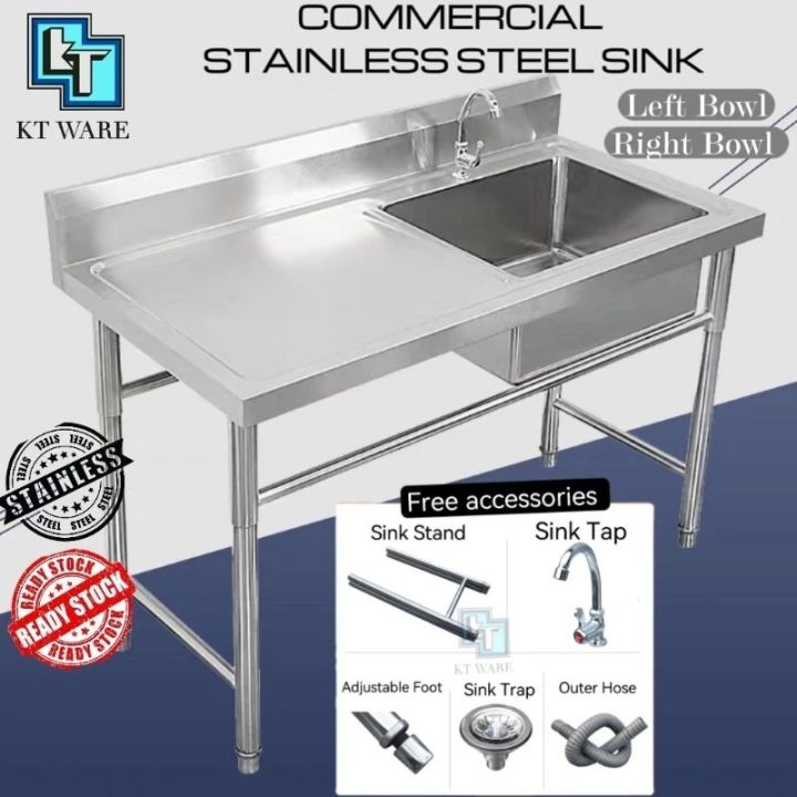 KT WARE Stainless Steel Single Bowl Sink With Drainboard / Mangkuk ...