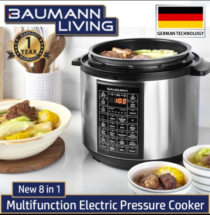 New Baumann Living 8 in 1 Digital Pressure Cooker, Slow Cooker, Rice ...